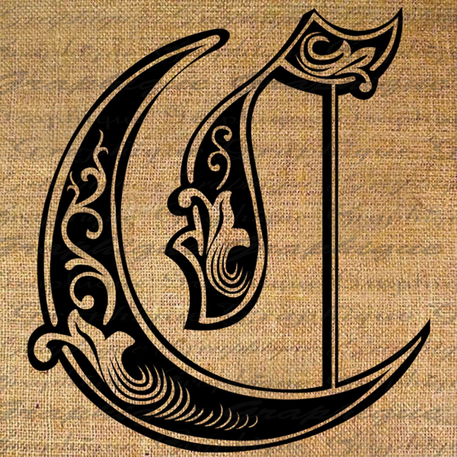 Letter Initial Monogram Engraving Style Type