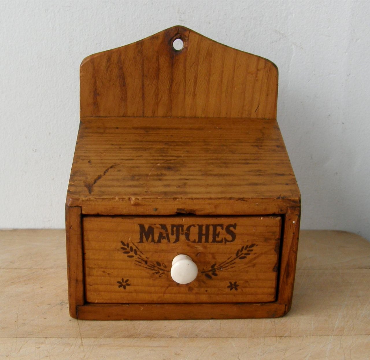 Old WOODEN MATCH BOX Hand Crafted in Manchester by OnceUpnTym