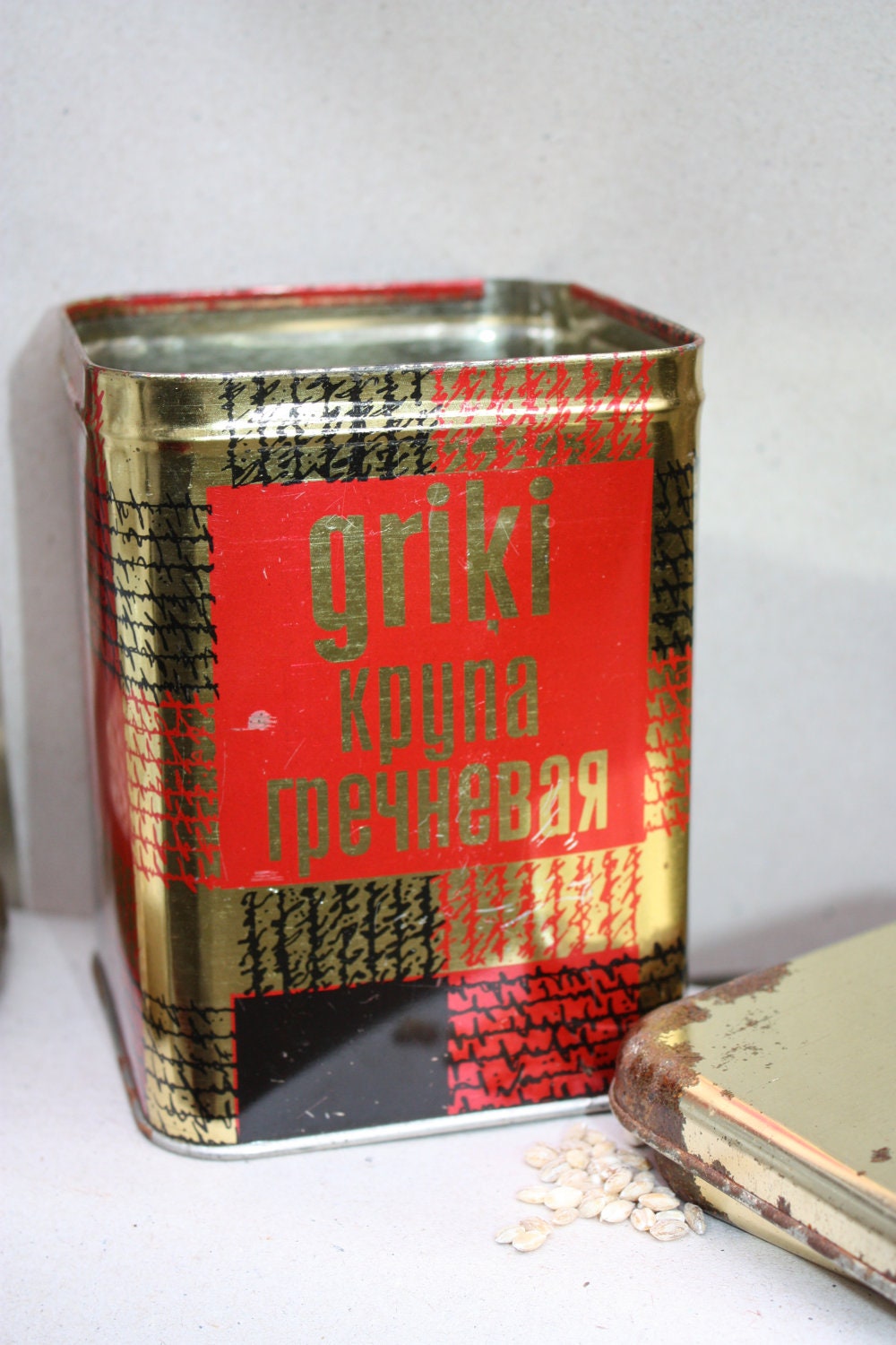 Beautiful Tin Box From Soviet Union – polka dot shabby metal storage ...