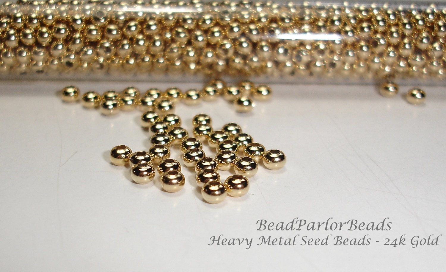 24K Gold Plated Metal Seed Beads Size 11/0 52 by BeadParlorBeads