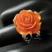 Orange Rose Ring. Orange Flower Ring. Filigree Ring.