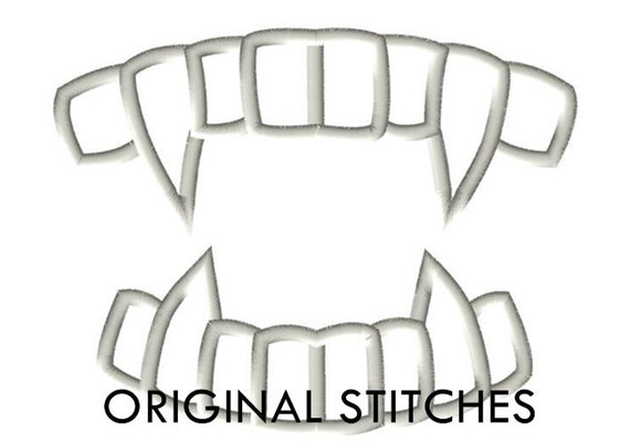 Vampire Teeth Fangs Applique and Embroidery Design File 4x4