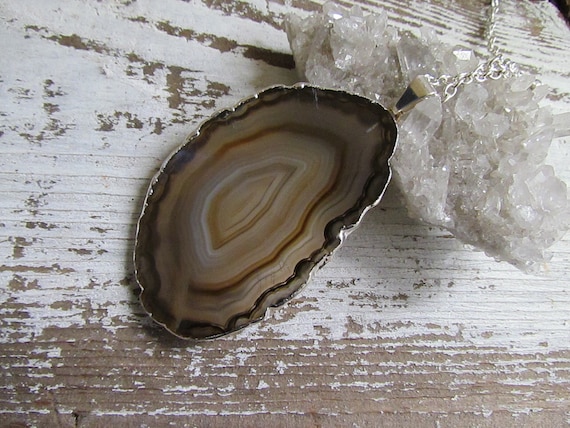 RIO / Raw Silver Plated AGATE Slice Geode by MoonlightGypsyJewels