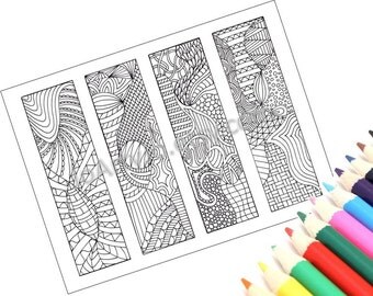 Items similar to Zentangle Inspired Bookmarks Printable Coloring Page ...