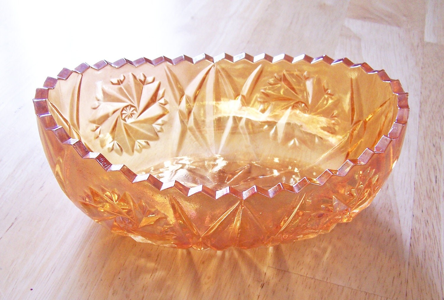 Vintage Iridescent Orange Carnival Glass Bowl by thesecretcupboard