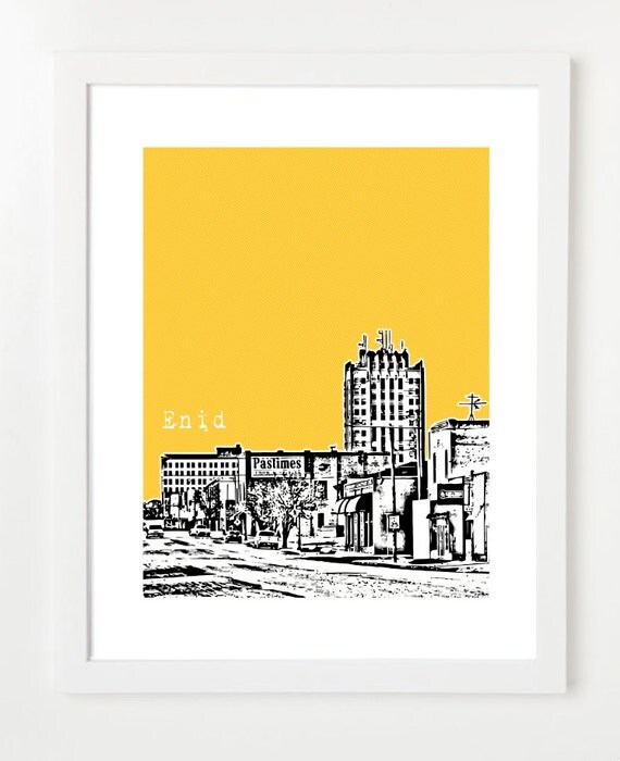 Enid Oklahoma State Art Print Enid Skyline Poster