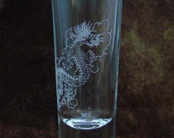 Dragon etched glass | Etsy