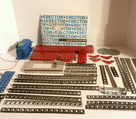 Vintage Erector Set 100 Piece Gilbert Erector Set With Red