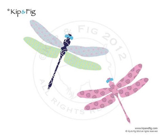 Items similar to Dragonfly applique template - pdf applique pattern on Etsy