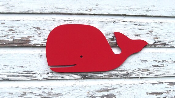 Items similar to Small red whale wood sign, Beach sign, Nursery wall ...
