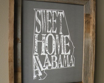 Sweet Home Alabama Map Print (Gray)