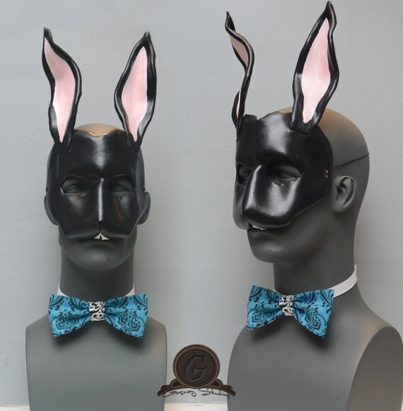 Items similar to Handmade Leather Bunny Mask on Etsy