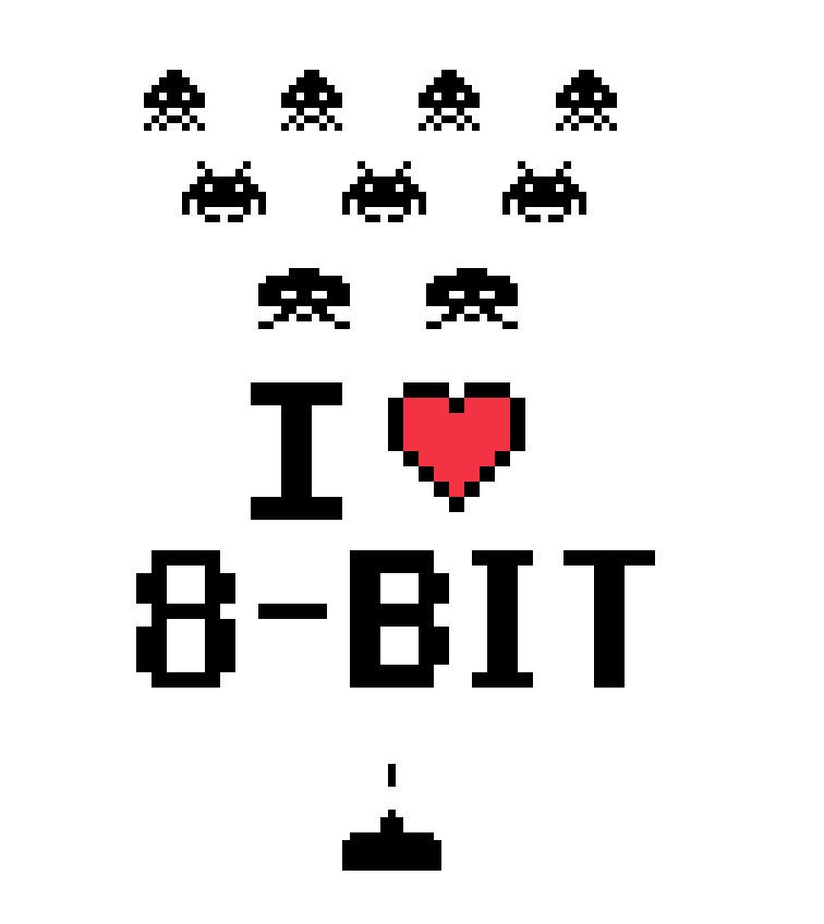 I Love 8-Bit Cross-Stitch Pattern