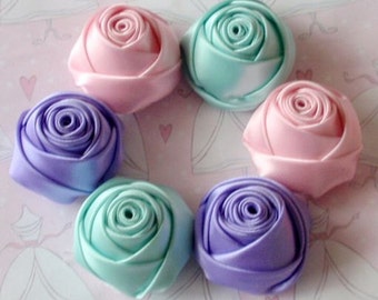 6 Handmade Rolled Roses 1-1/4 inches in Grape Purple Plum