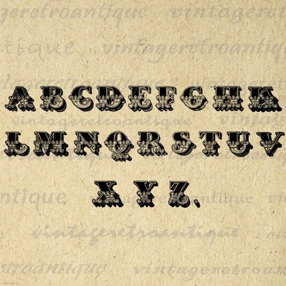 Western Style Alphabet Graphic Digital by VintageRetroAntique