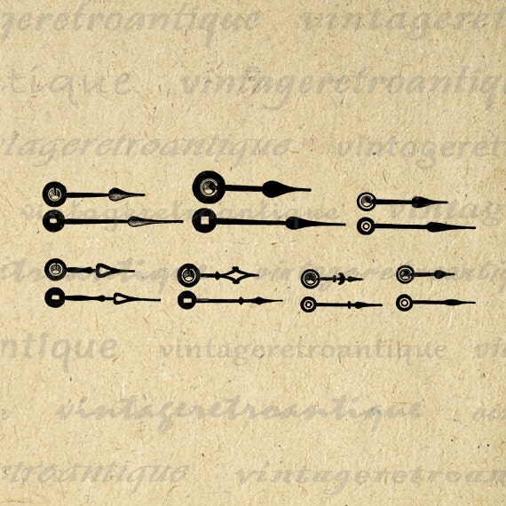 Digital Image Antique Clock Hands Set by VintageRetroAntique