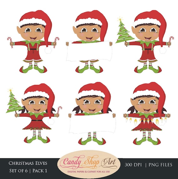 Items similar to Merry Elves, Girl Elves, Boy Elves, Ethnic Santas ...