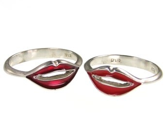 lips ring sterling silver with enamel
