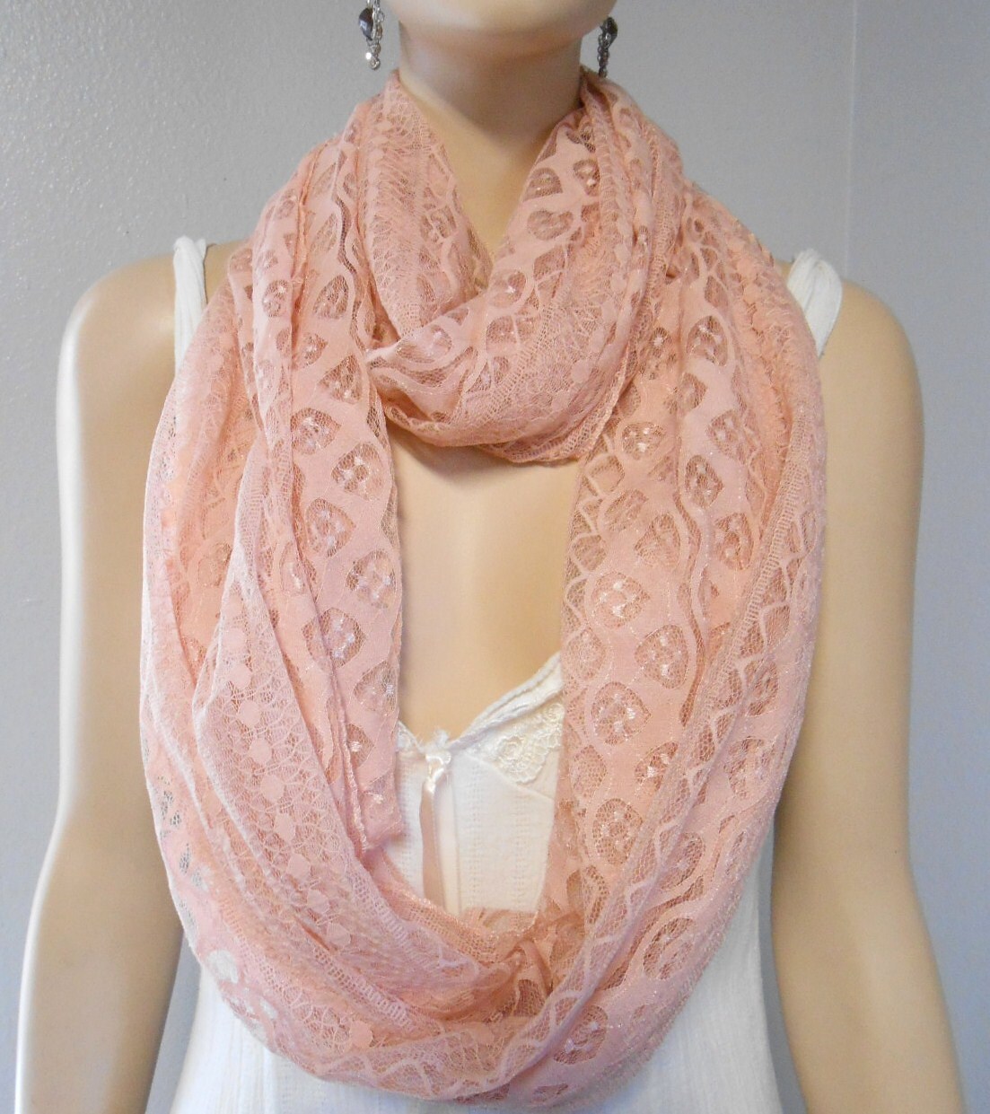 Lace Infinity Scarf Super Soft Fabulous Blush