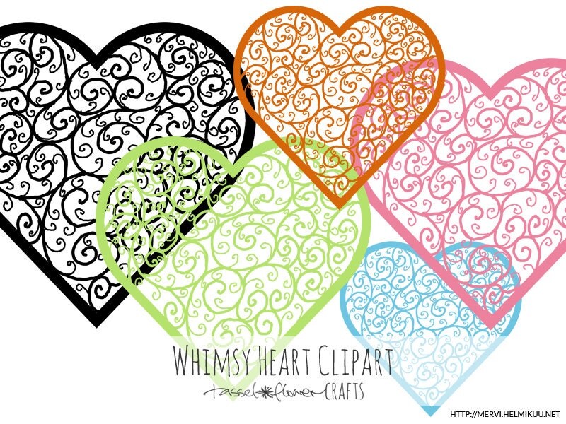 Whimsical Heart Clipart Personal And by tasselflowercrafts