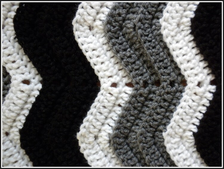 Handmade Crochet Black White and Gray Baby by BlanketsByJulee