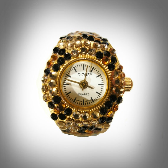 Cheetah Ring Watch with Crystals
