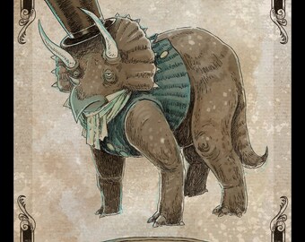 SteamPUNk Dinosaurs series 2 set of 3 prints by theGorgonist