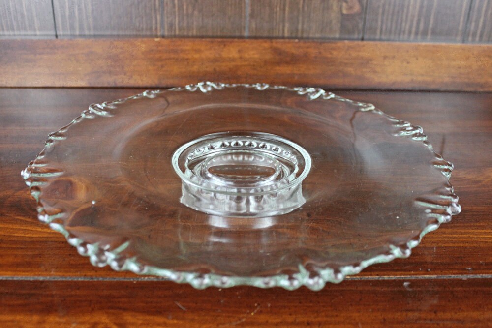Depression Glass Cake Plate on Pedestal by CashmereJellybean