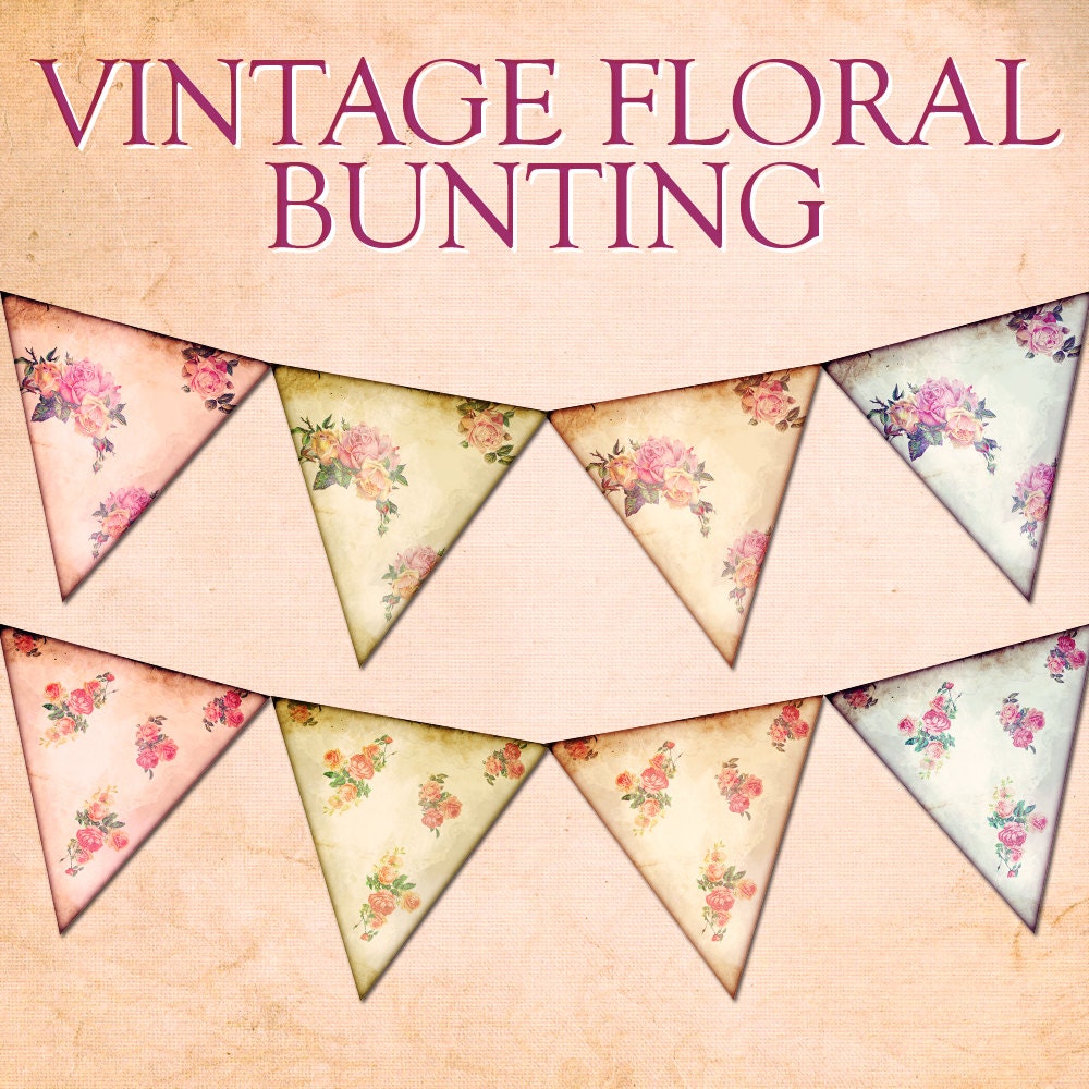 FLORAL BUNTING printable teaparty bunting digital download