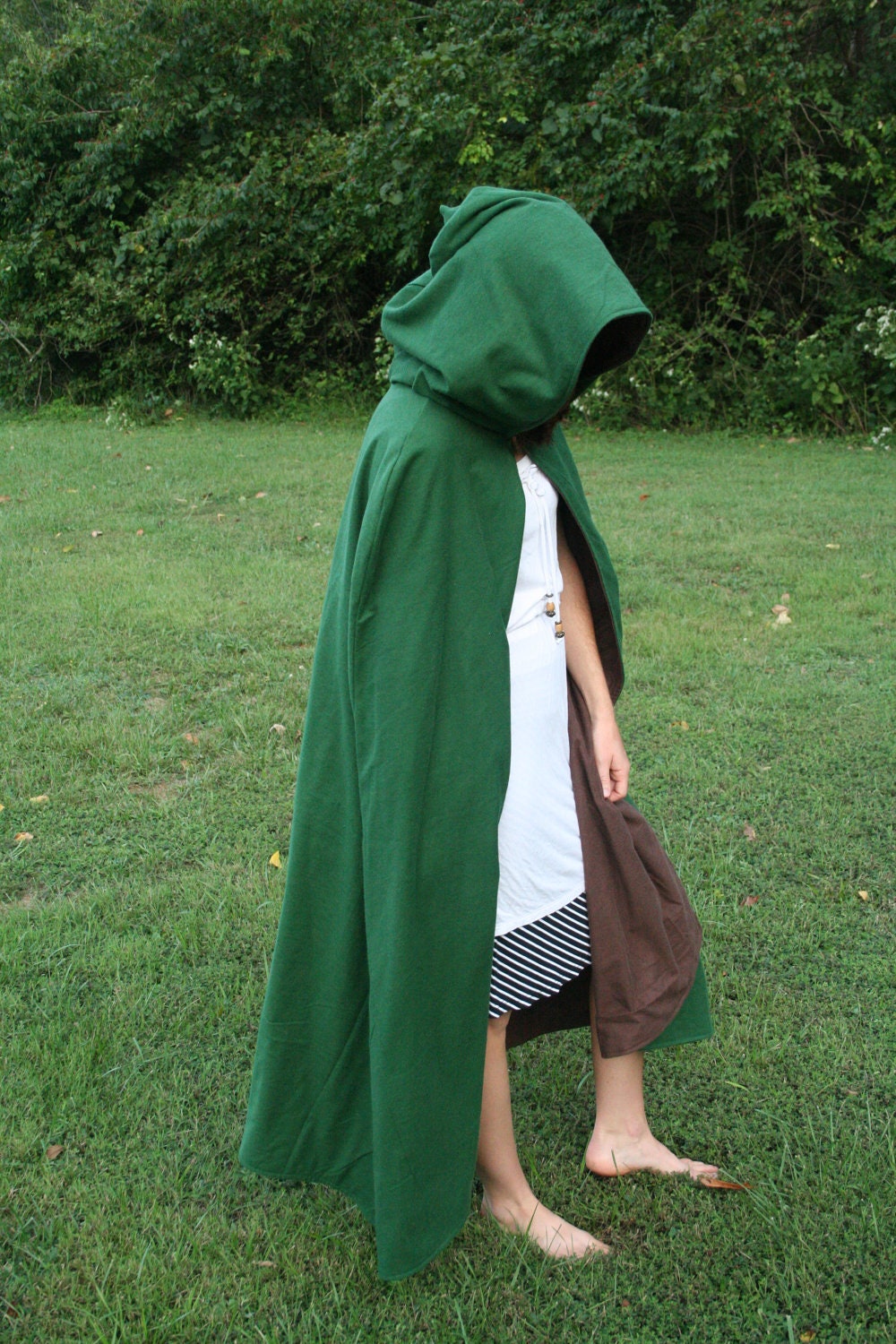 Brown/Green Reversible Hooded Cloak
