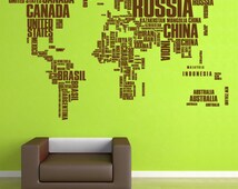 Popular items for world map words on Etsy