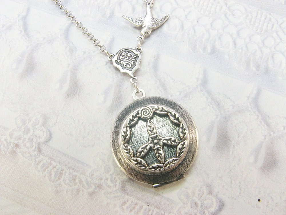 Silver Locket Necklace Peace Sign Locket Peace Locket