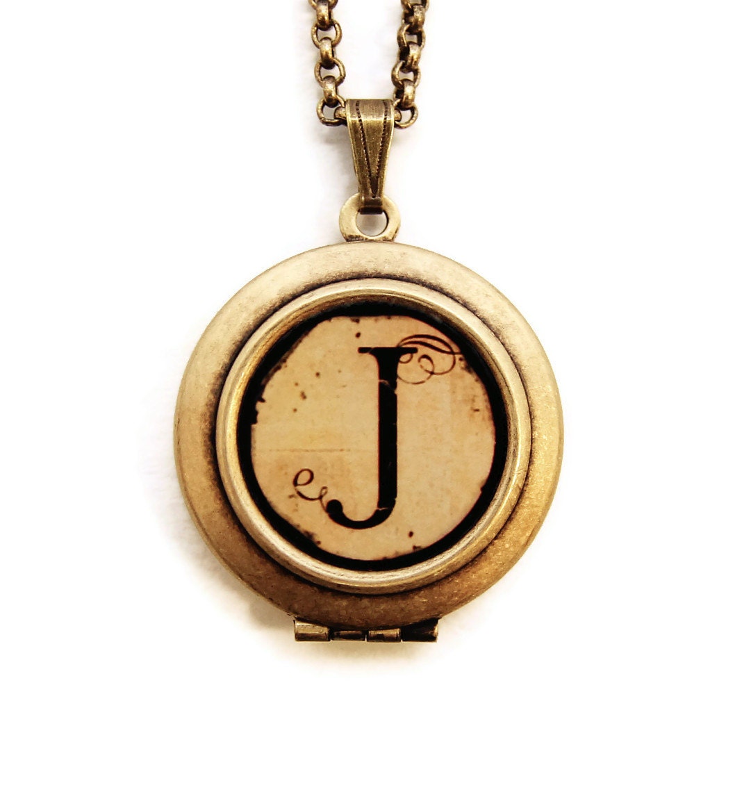 Vintage Alphabet Locket Monogram Initial Locket Necklace