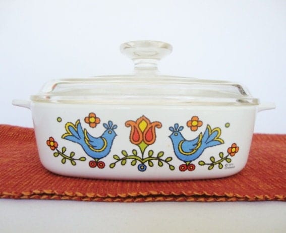 vintage corning ware casserole blue birds country festival pattern ...