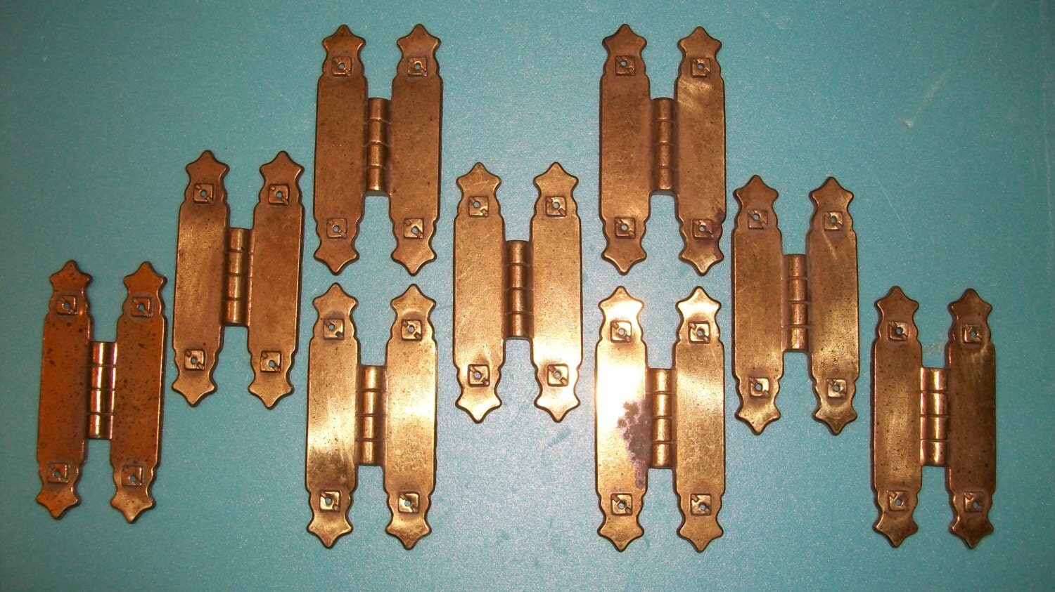 Lot of 9 Keeler Brass MOCK HINGES, Antique Hardware,Fixed Antique ...