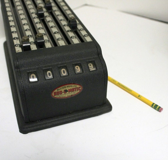 Vintage Add O Matic Adding Machine Addomatic in Box Allied Mfg