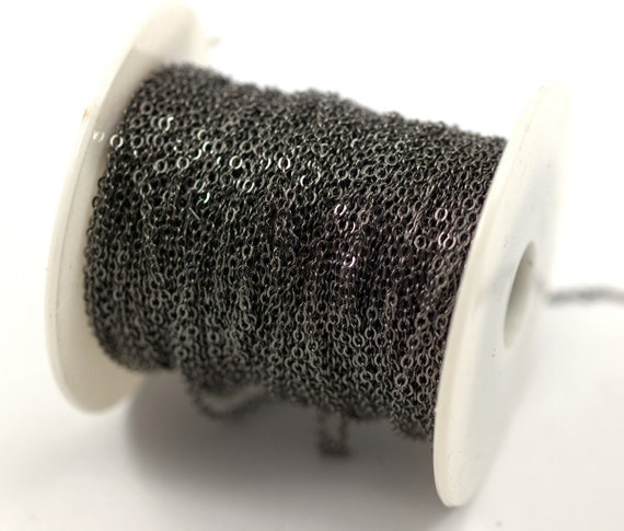 Gunmetal Brass Chain 5 Meters 16.5 Feet 1.5x2mm Gunmetal