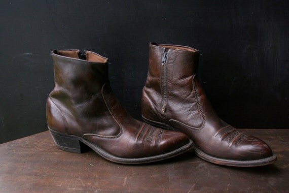 Vintage James Dean Punk Boots For Men Western Leather Ankle