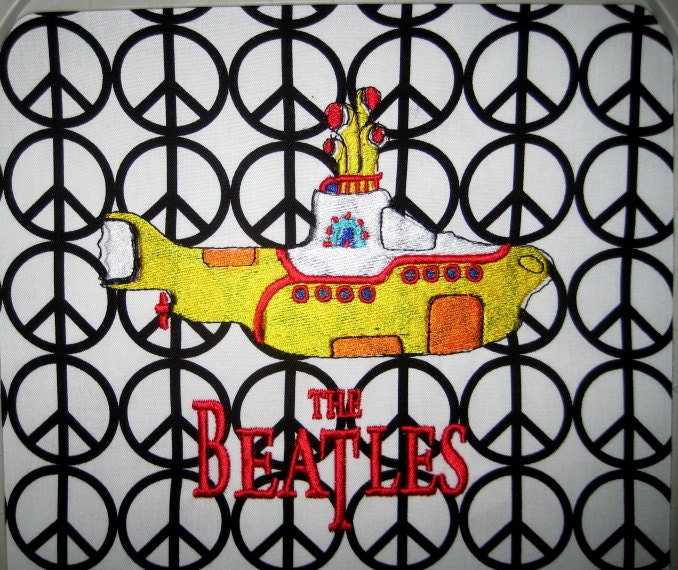 Yellow Submarine Beatles Fabric Quilt Block