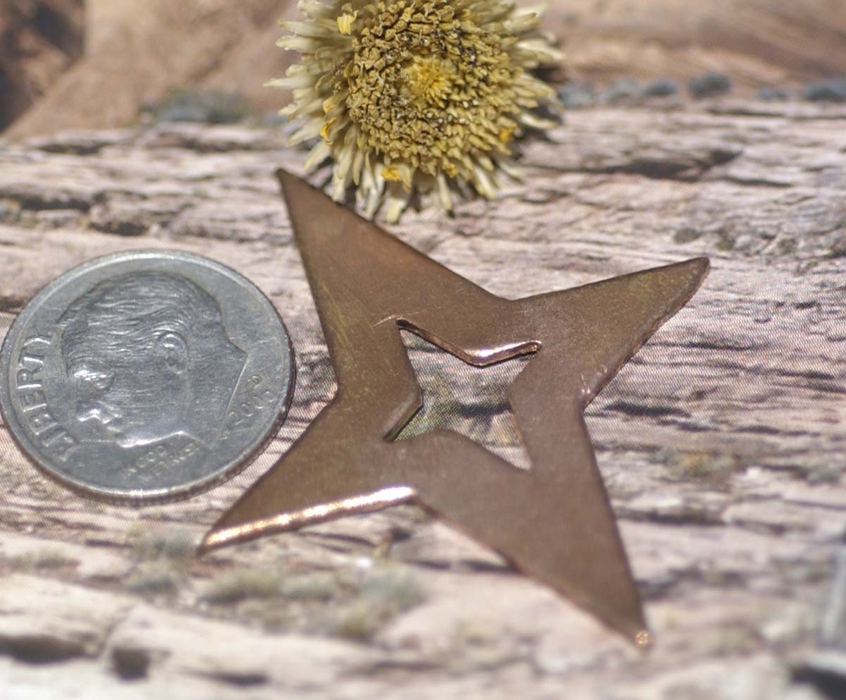 Copper Star 4 Pointed Stars with Star for Enameling Stamping