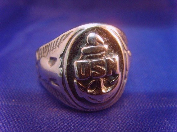 vintage WWII usa us navy MILITARY sterling silver ring