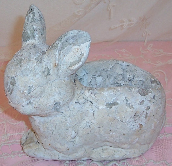 ANTIQUE Vintage Concrete Cement Bunny RABBIT Garden Decor