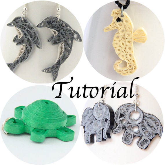 Tutorial for Paper Quilled Animal Jewelry PDF Dolphin Elephant