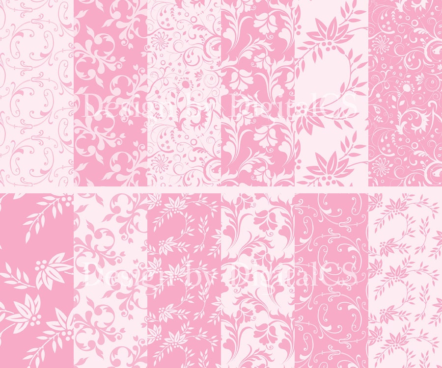Pink digital paper Floral digital paper pack Commercial use.