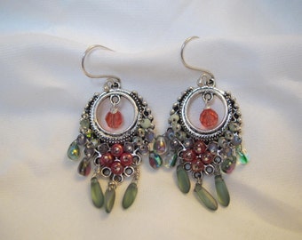 Items similar to Gypsy Earrings with Prehnite, Garnet and Aquamarine on ...