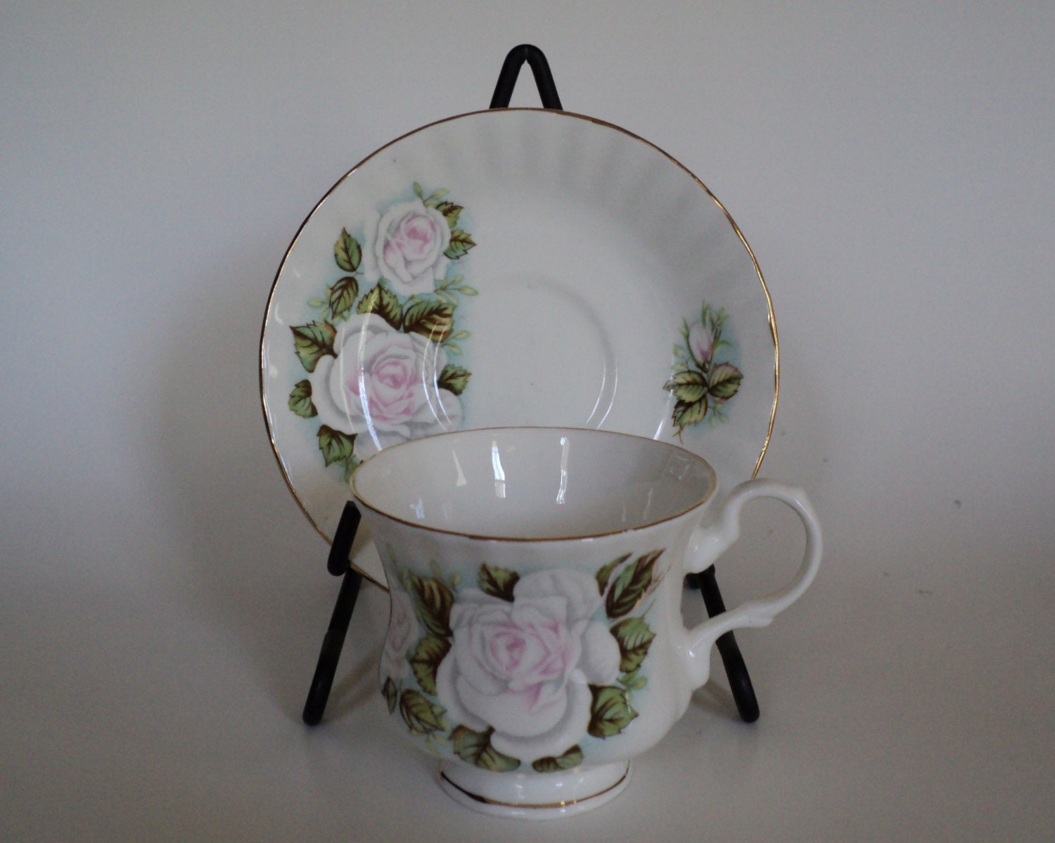 Vintage Tea Cup Hitkari Potteries White Rose Bone China Tea Cup and ...