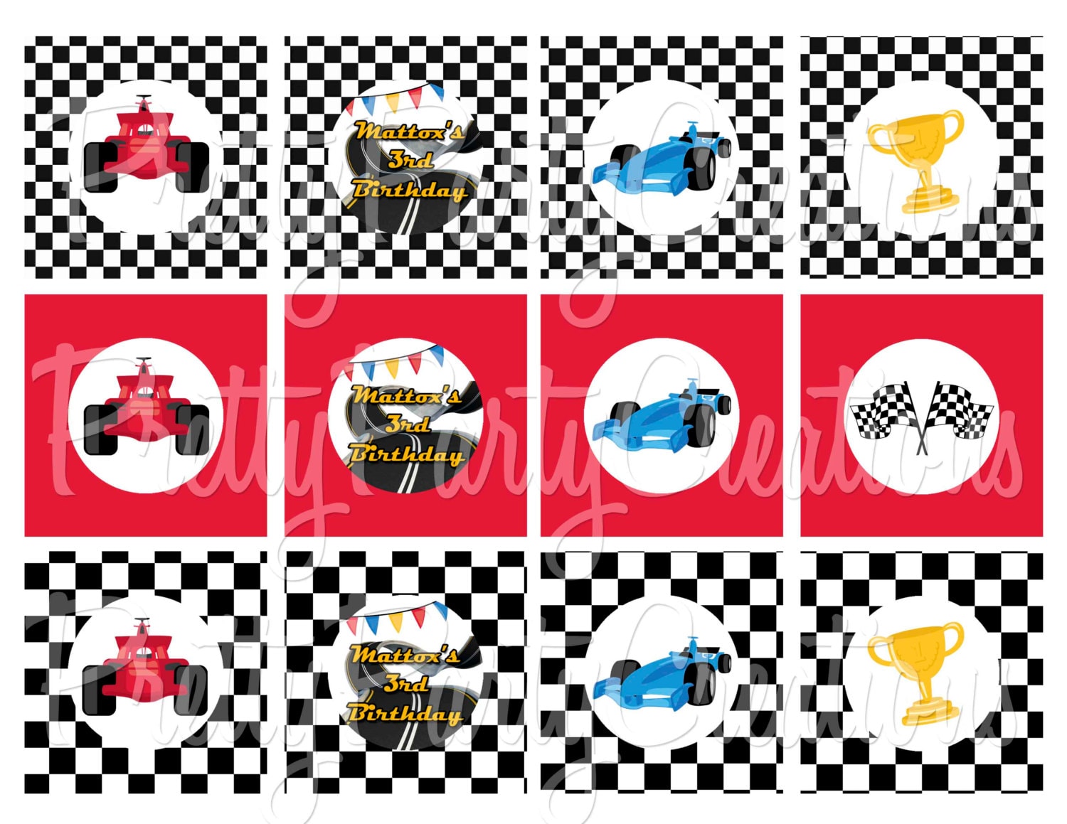 RACE CAR party cupcake toppers U PRINT