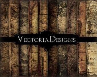 Vintage Maps Digital Scrapbook Paper old map antique