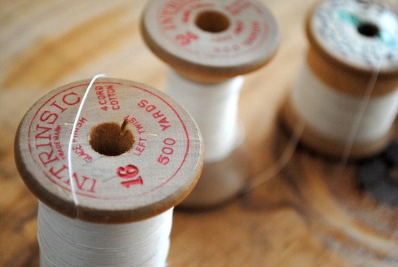 Items similar to Vintage Spools of Thread - White Collection on Etsy
