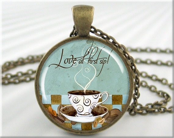 Coffee Art Pendant Love Coffee Jewelry Coffee Cup Necklace